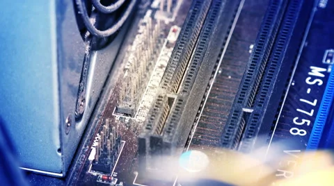 Inside View of the Dusty Computer Main B... | Stock Video | Pond5
