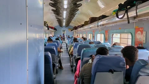 An inside view of an Indian train, with ... | Stock Video | Pond5