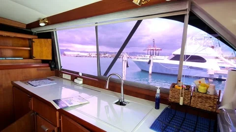 Inside View of a Small Boat Deck Window ... | Stock Video | Pond5