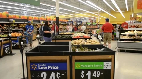 Inside of Walmart Produce Section Aisle | Stock Video | Pond5