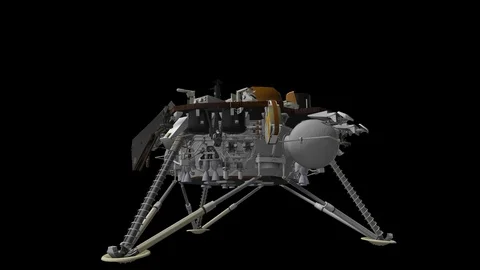 InSight panels stowed-Rotation side view... | Stock Video | Pond5