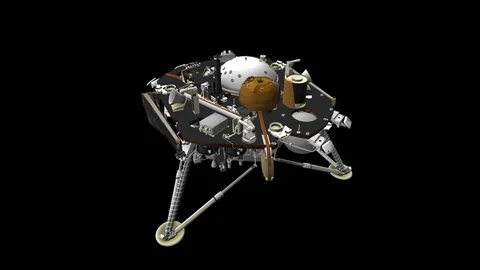 InSight panels stowed-Top view rotation | Stock Video | Pond5