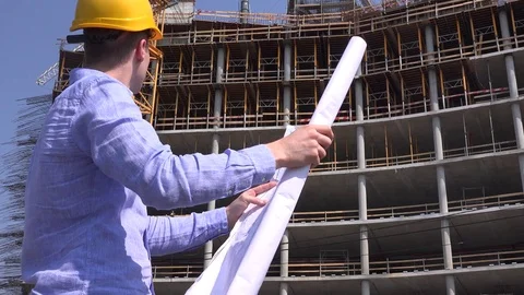 Inspector architect standing check build... | Stock Video | Pond5