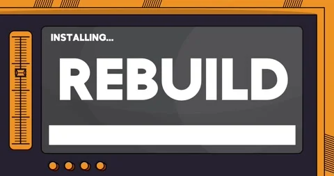 Installing Rebuild text on a cartoon scr... | Stock Video | Pond5