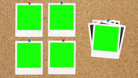 Instant Photo Frames On Cork Board Backg... | Stock Video | Pond5