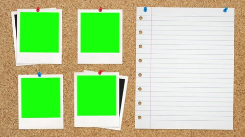 Instant Photo Frames On Cork Board Backg... | Stock Video | Pond5