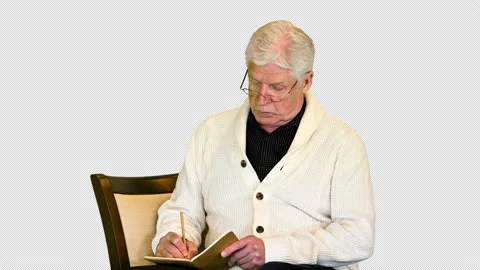 Intellectual old man thinking and making... | Stock Video | Pond5