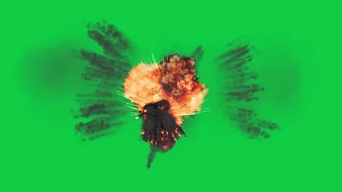 Intense explosion with fire and smoke on... | Stock Video | Pond5