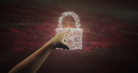 Interacting with digital lock, hand visu... | Stock Video | Pond5