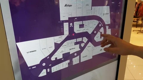 Interactive shopping mall map sign for ... | Stock Video | Pond5