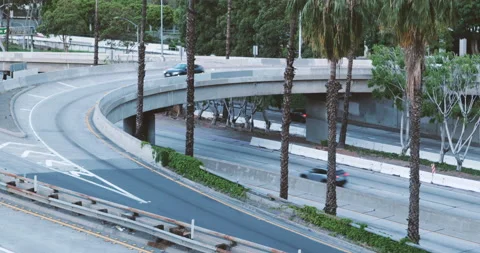 Interchange on the Harbor Freeway in dow... | Stock Video | Pond5