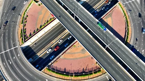 The interchange roundabout with tunnel b... | Stock Video | Pond5
