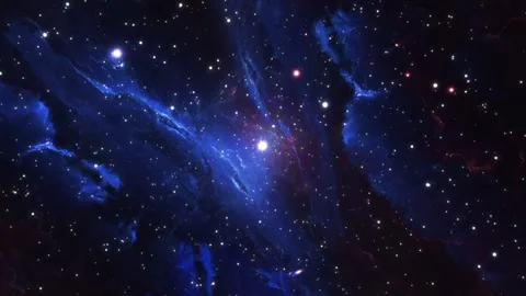 Intergalactic flight through blue nebula... | Stock Video | Pond5
