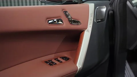 The interior of the BMW ix m60 doors. Le... | Stock Video | Pond5