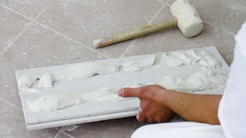 Interior construction worker fitting mar... | Stock Video | Pond5