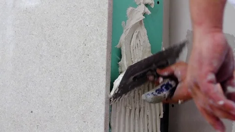 Interior construction worker fitting mar... | Stock Video | Pond5