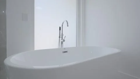 Interior design of bright bathroom with ... | Stock Video | Pond5