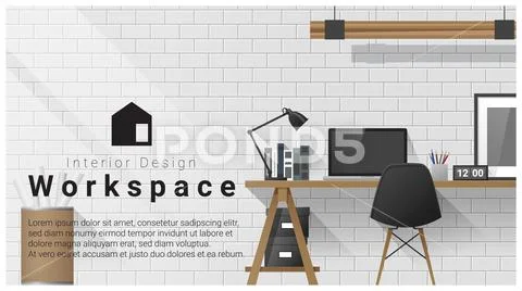 Interior design with Modern workplace background: Graphic #80562633
