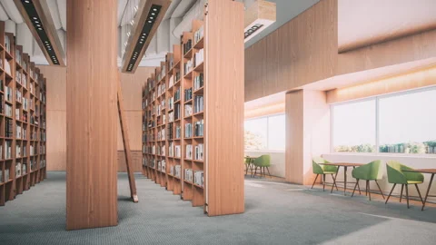 Interior Of Large Modern Library | Stock Video | Pond5
