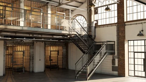 Interior of modern prison. Hallway with ... | Stock Video | Pond5