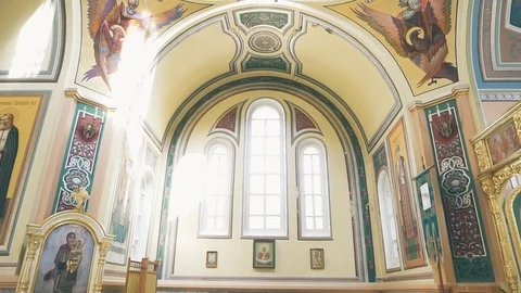 interior mural inside a christian temple | Stock Video | Pond5