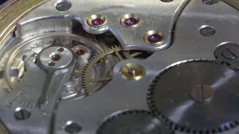interior of an old pocket watch with a h... | Stock Video | Pond5