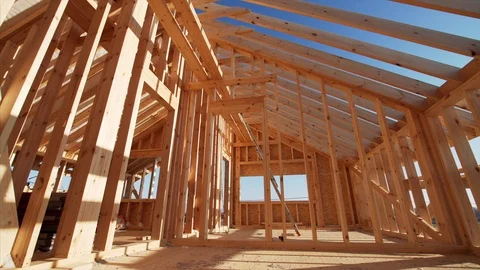 Interior of residential frame house, vie... | Stock Video | Pond5