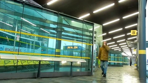 Interior view of bus terminal as people ... | Stock Video | Pond5