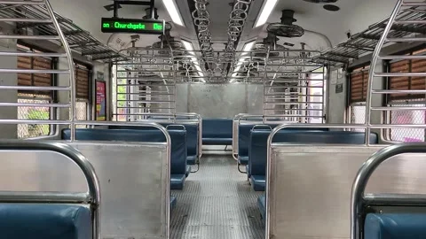 Interior view of an empty Mumbai Local T... | Stock Video | Pond5