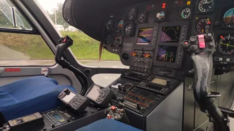 Interior view of helicopter cockpit with... | Stock Video | Pond5
