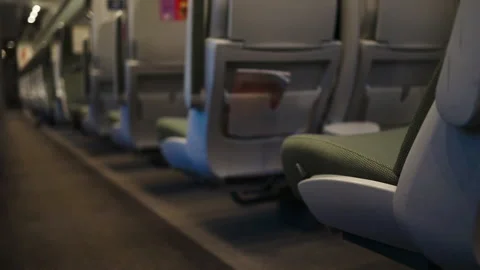 Interior view at train's empty window se... | Stock Video | Pond5