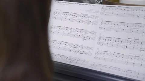 Intermediate Piano Sheet Music on an Upr... | Stock Video | Pond5
