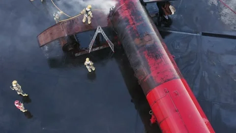 Internal fire drill in dummy airplane wi... | Stock Video | Pond5