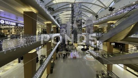 Internal view from A Plus Shopping center in Atakoy with retail stores ...