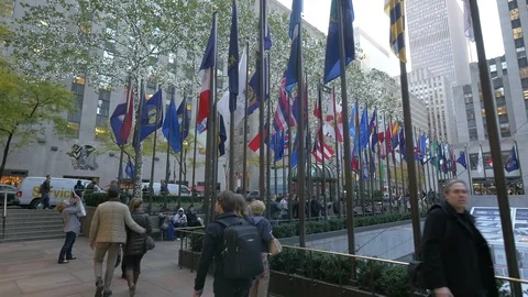 International flags at Rockefeller Cente... | Stock Video | Pond5