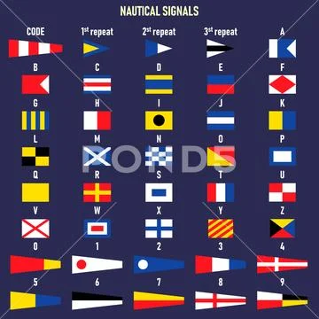 International maritime signal flags. Letters and numbers. Illustration ...