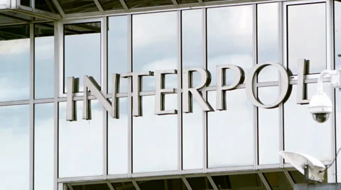 Interpol logo on headquarter building | Stock Video | Pond5