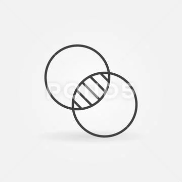 Intersection of Two Circles vector line Overlay concept icon: Royalty ...