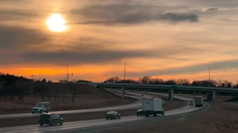 Interstate Highway Traffic - Sunset - Ca... | Stock Video | Pond5