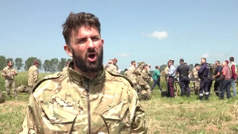 Interview with British paratrooper whose... | Stock Video | Pond5