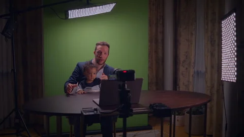 Interview Setup Featuring a Green Screen... | Stock Video | Pond5