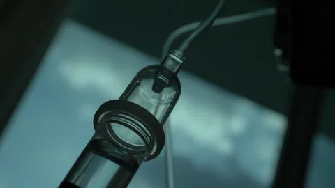 intravenous fluid through IV line in the... | Stock Video | Pond5