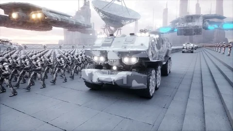 invasion of military robots. Dramatic ap... | Stock Video | Pond5