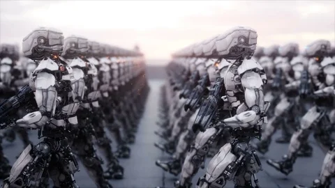 invasion of military robots. Dramatic ap... | Stock Video | Pond5