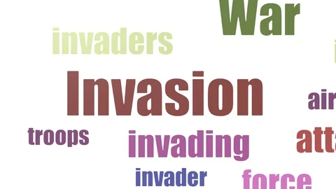 Invasion Word Cloud Animated On White Ba... | Stock Video | Pond5