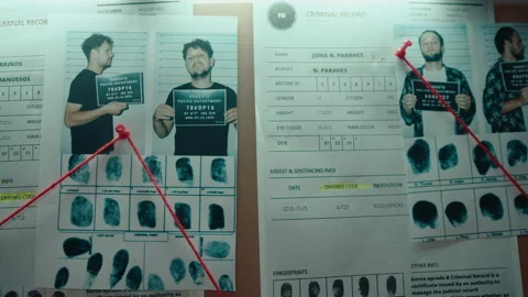 Investigation Board with Mugshots and Fi... | Stock Video | Pond5
