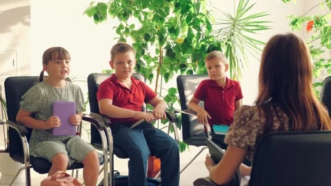 Involved little children answer teacher ... | Stock Video | Pond5