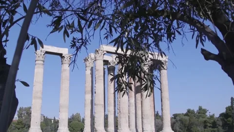 Ionic columns among trees in the center ... | Stock Video | Pond5