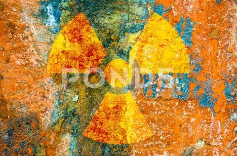 Ionizing Radiation Symbol A ionizing radiation symbol on rust metal ...