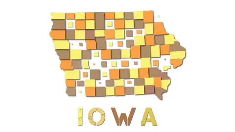 Iowa map with paper regions. Animated us... | Stock Video | Pond5